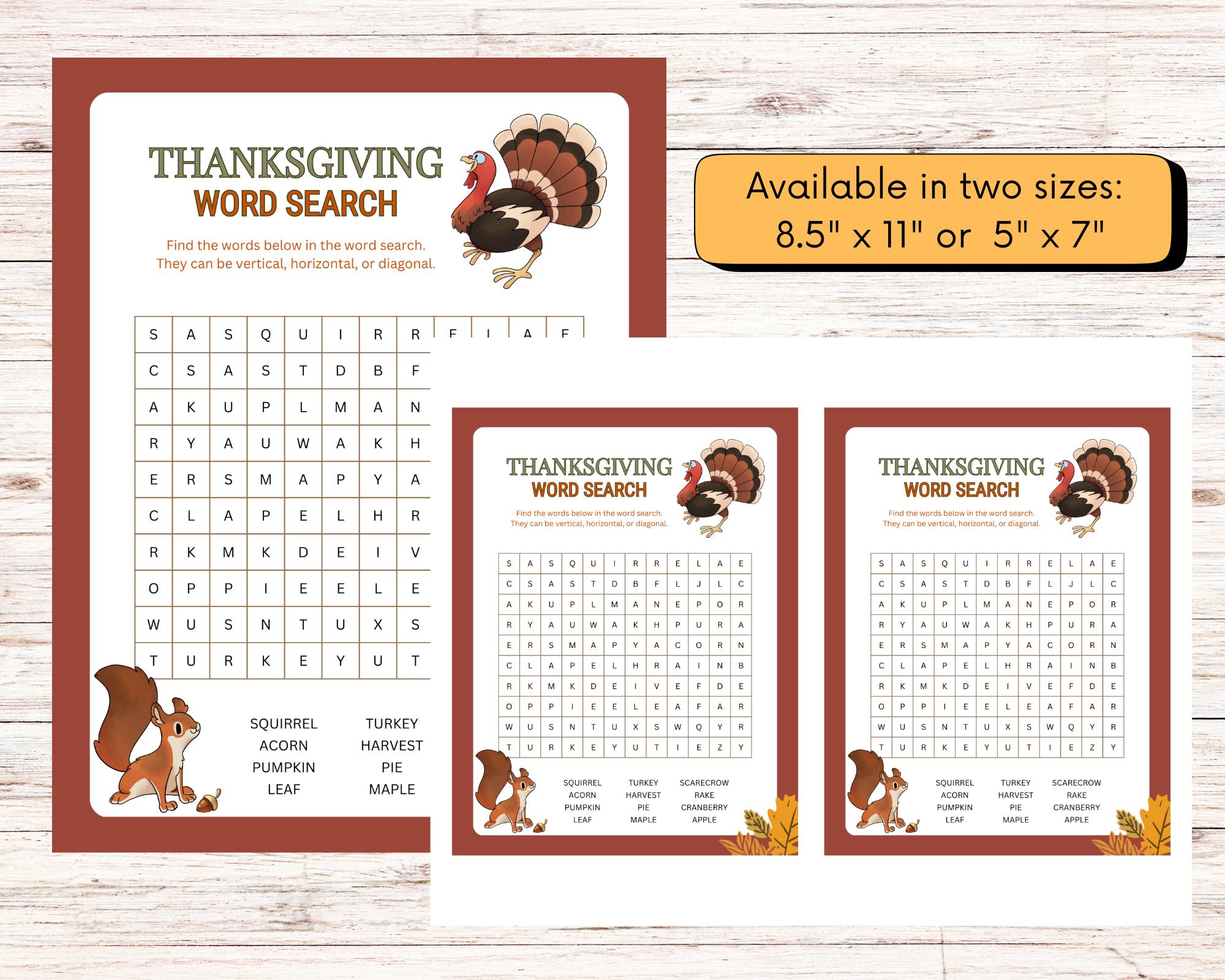 Thanksgiving Word Search Printable | Thanksgiving Game Printable ...