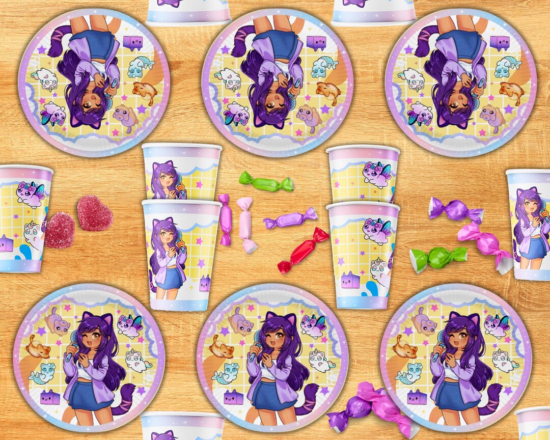 Aphmau Set 12pc Tablewave Kid Cup Cake Plate Paper Dinner Kids Birthday ...