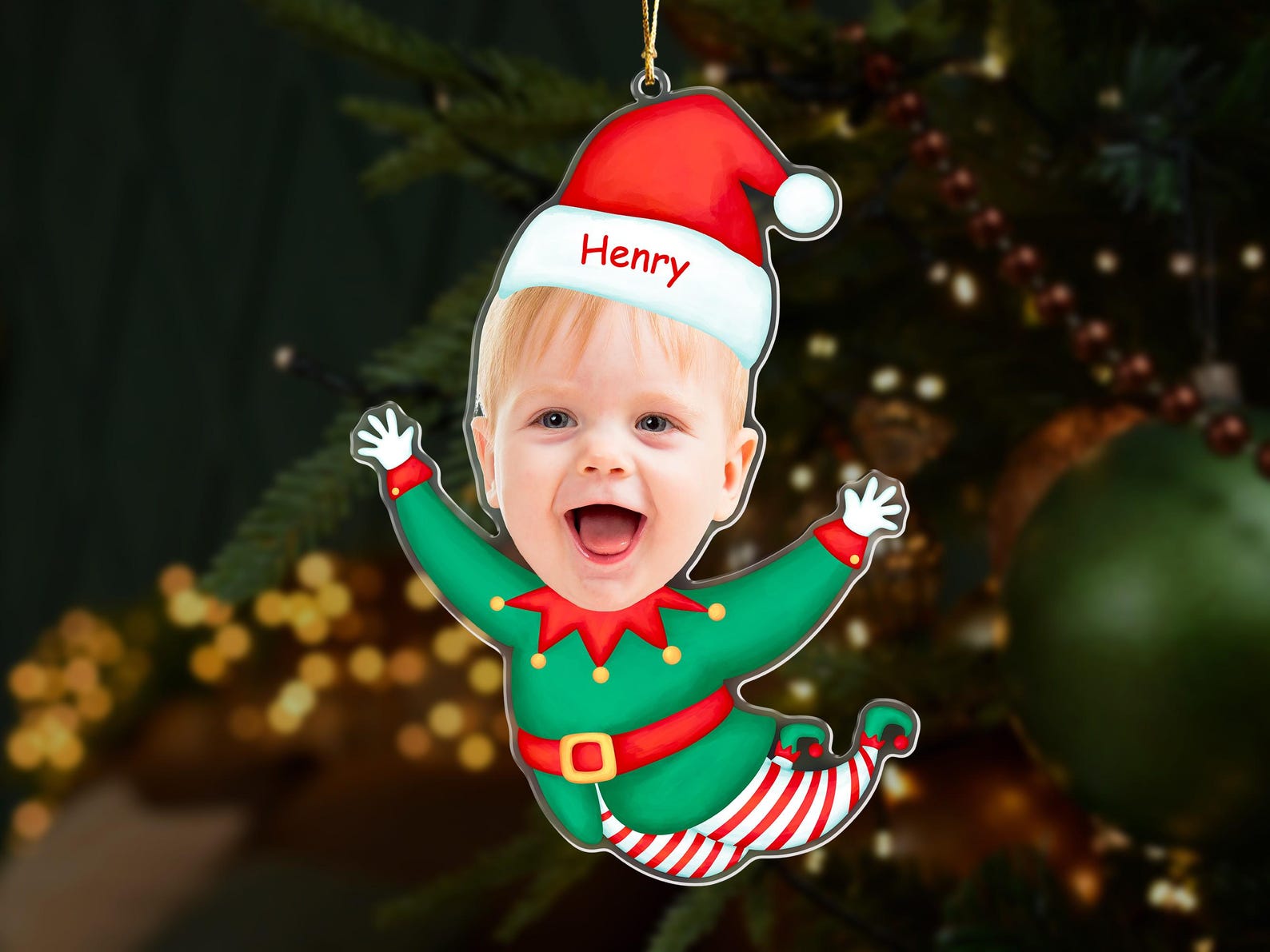 Personalized Funny Elf Photo Ornament,custom Funny Face Gift for Kids ...