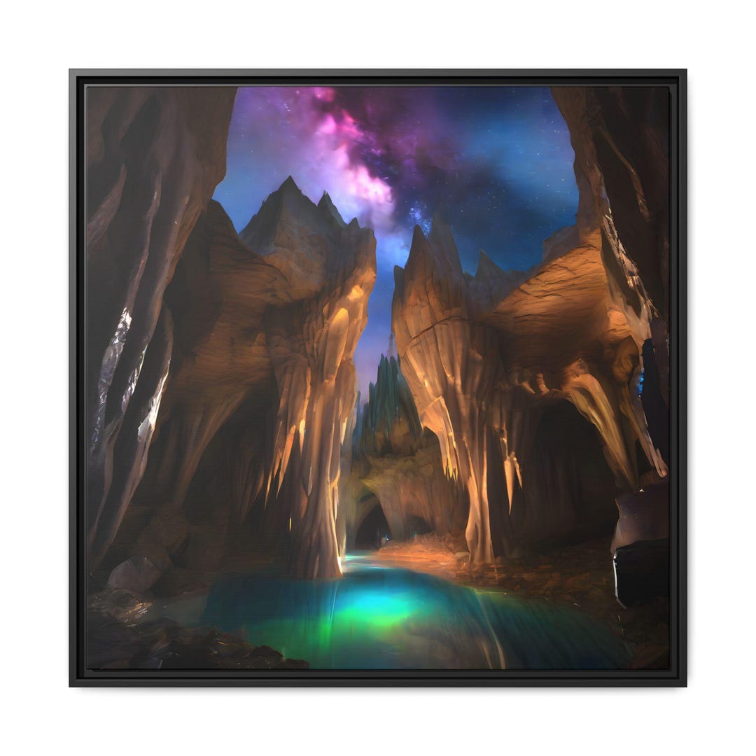 Canvas Wall Art, Crystal Caverns Galaxy Nebula Night Scene, Matte ...