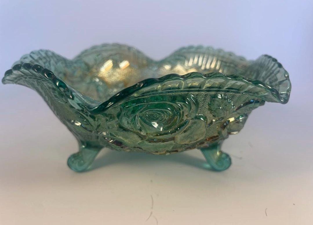 Indiana Glass Uranium Helio Pattern Footed Bowl-8 Inches - Free ...