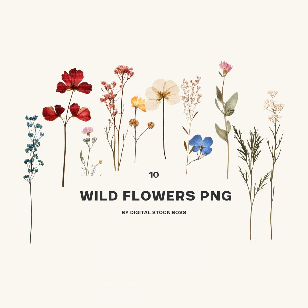 10 Wild Flower Clip Art Set | Junk Journaling DIY Scrapbooking | Floral ...