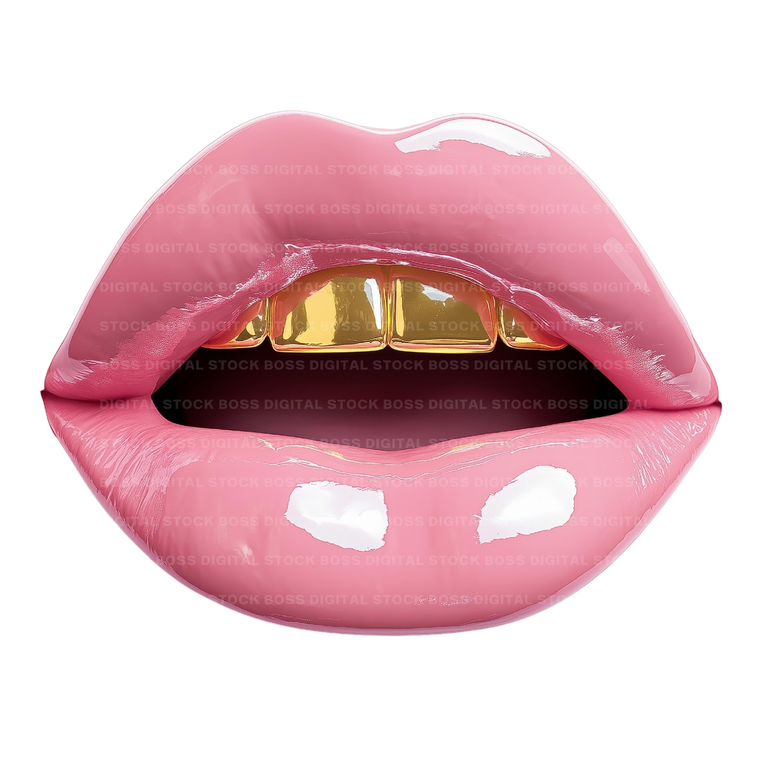 3D Lips Logo Clip Art | Gold Teeth Grills | Gold Grills Lip Logo - Etsy