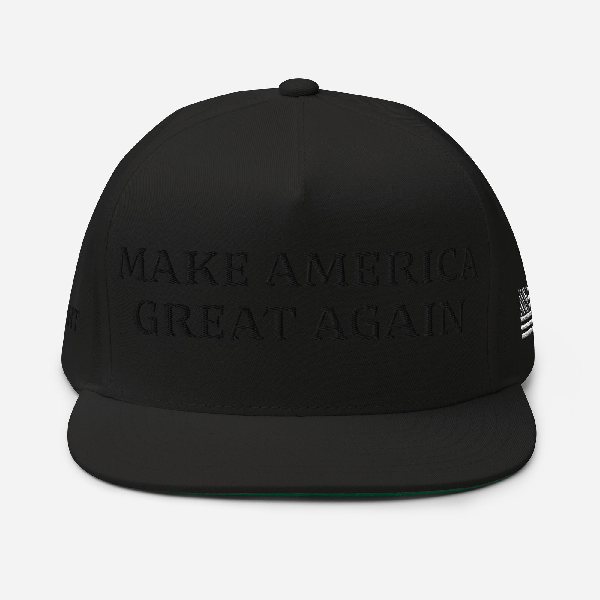 MAGA - Embroidered Black on Black Flat Bill Cap - Etsy