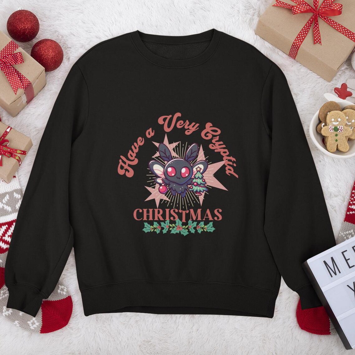 Have a Very Cryptid Christmas Mothman Sweatshirt, Unisex Blend Crewneck ...