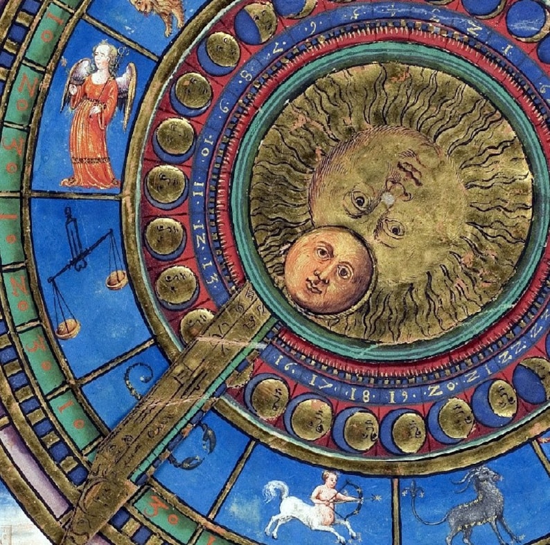 Sun and Moon Geomantic Compass Medieval Illuminated Instant Download ...