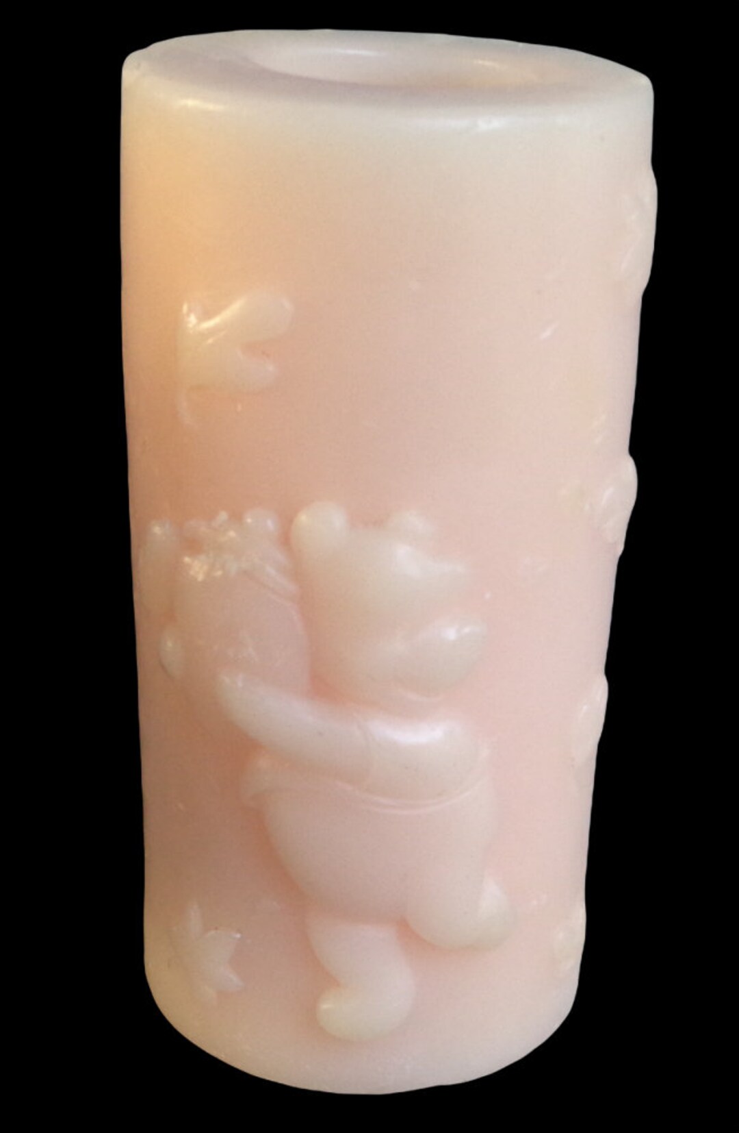 Disney Taiwan Winnie the Pooh Works Salmon Pink Embossed Pillar Candle ...