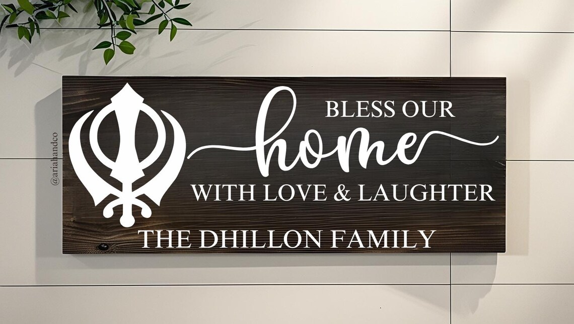 Bless Our Home Signs | Wooden Signs | Last Name Gift | Ek Onkar Sign ...
