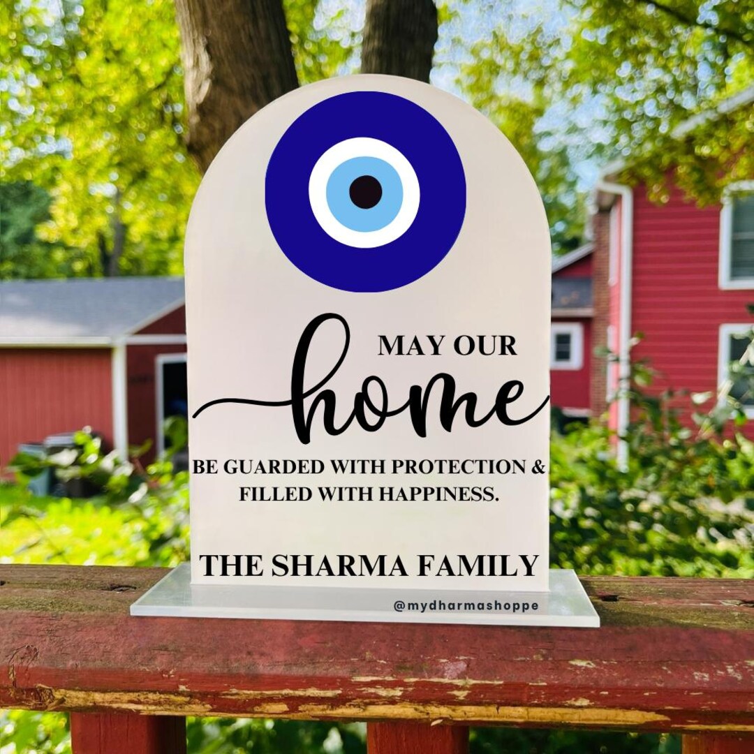 Personalized Evil Eye Acrylic Sign, Family Name, House Protection Decor ...