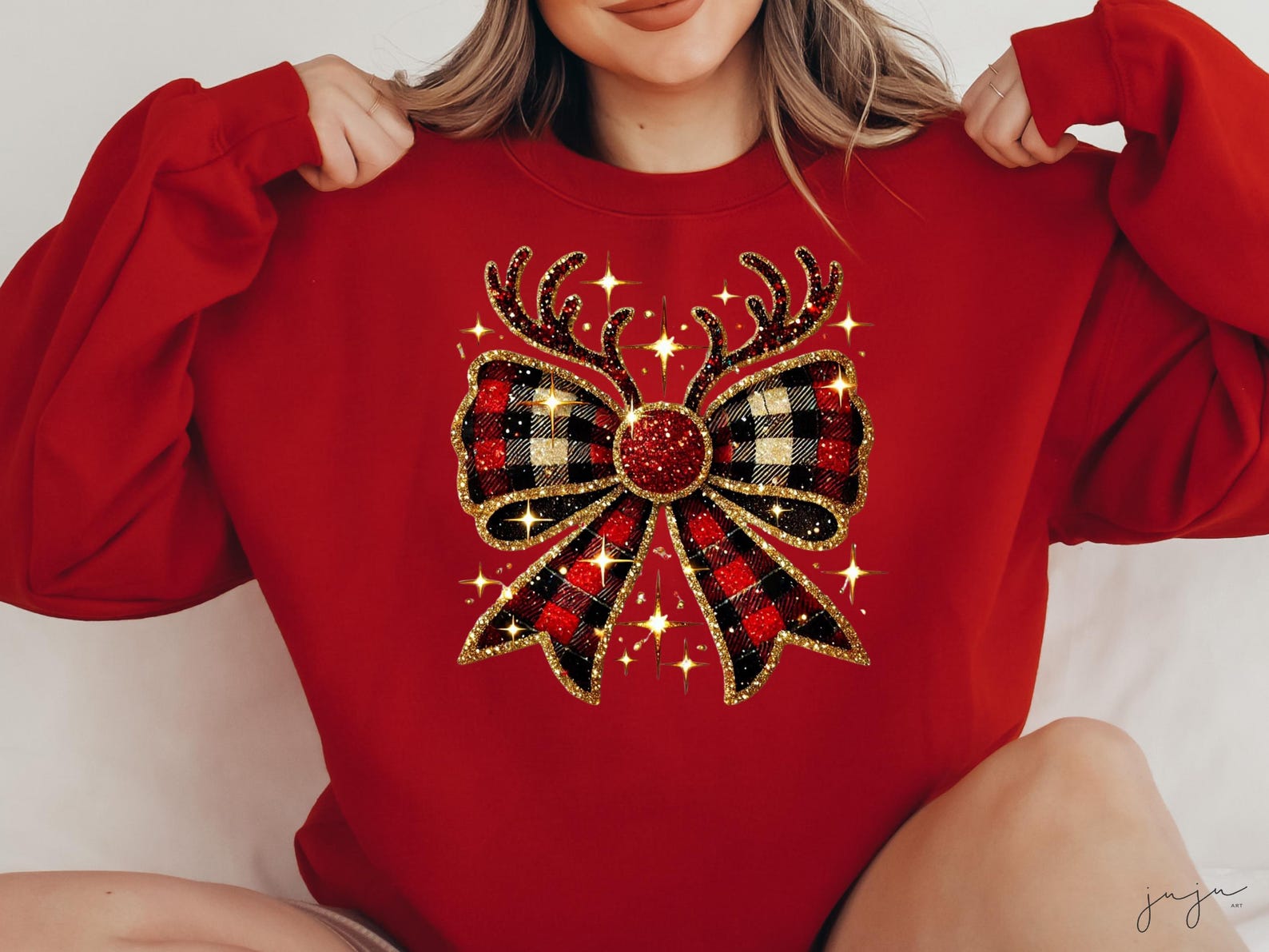 Red Coquette Bow Christmas PNG, Coquette Christmas Png, Reindeer ...