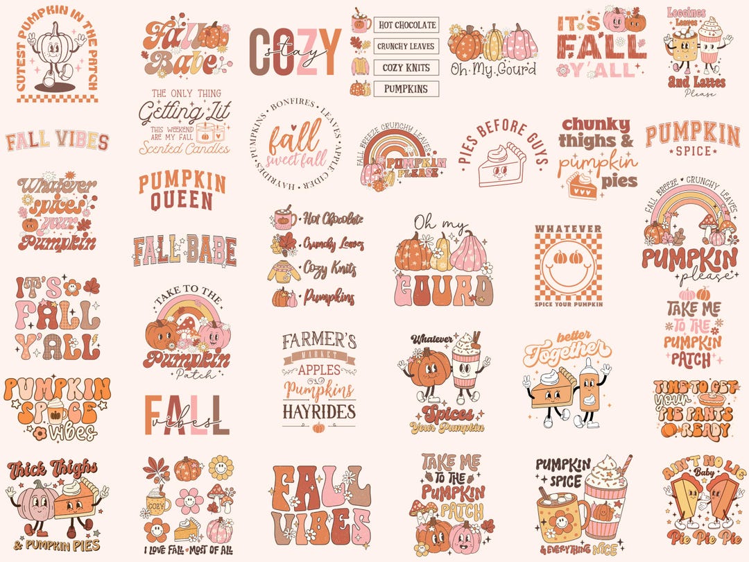 Retro Fall Autumn Png Bundle, Fall Shirt Png, Fall Png, Autumn Png ...