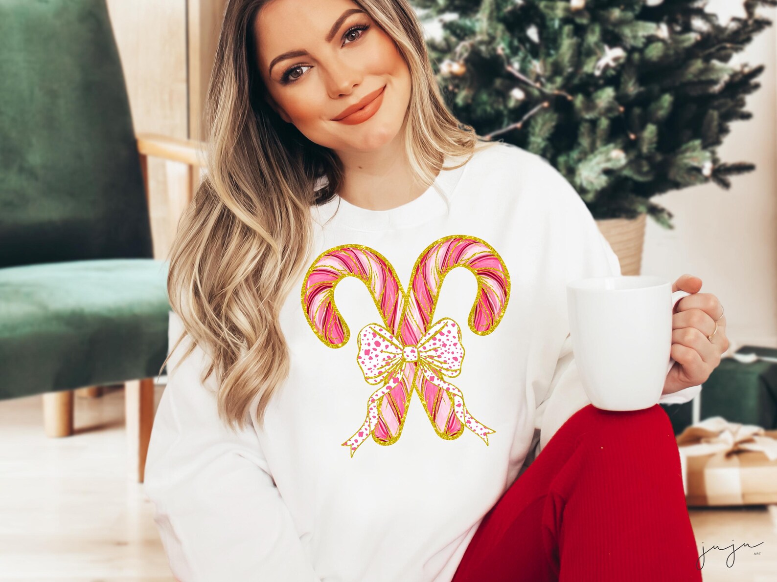 Coquette Glitter Christmas Bow Png, Candy Cane Coquette Bow Png ...