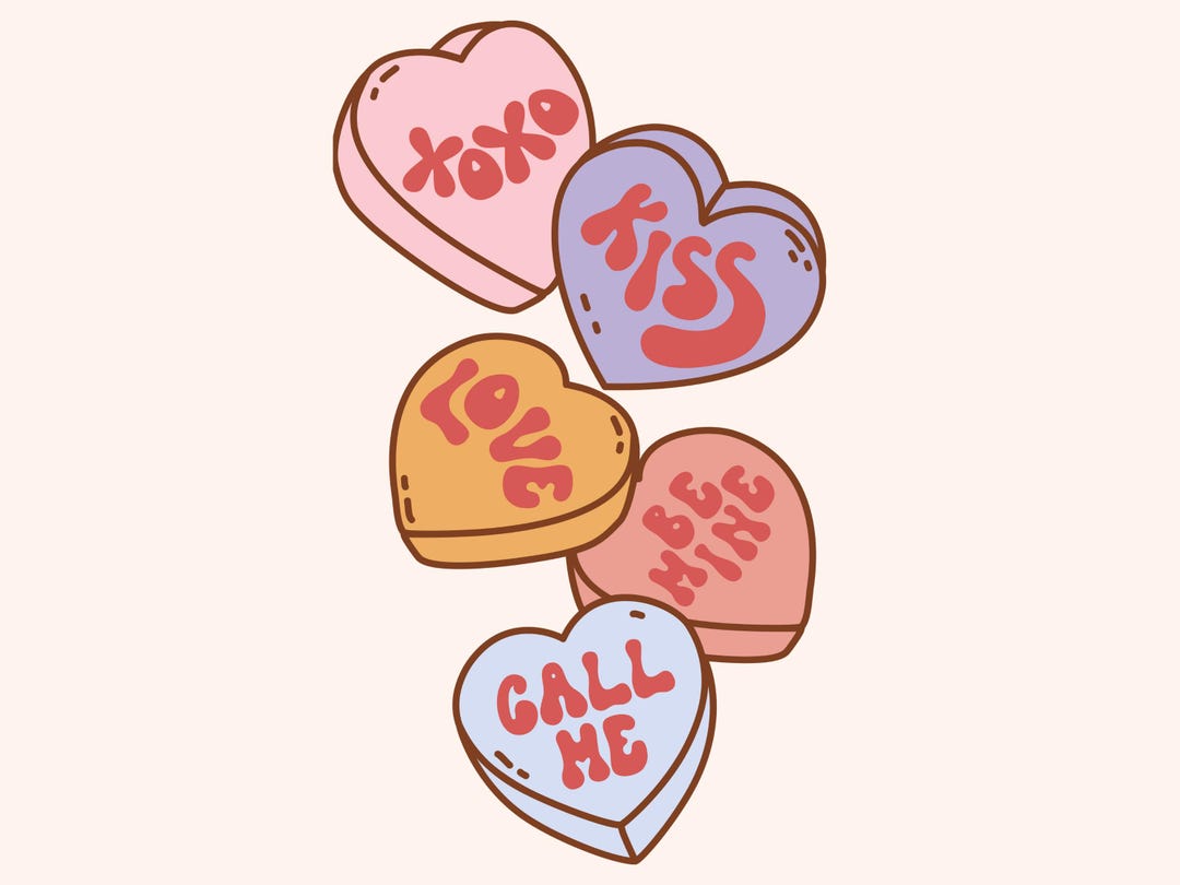 Heart Candy Png, Retro Valentines Png, Valentines Print, Valentines ...
