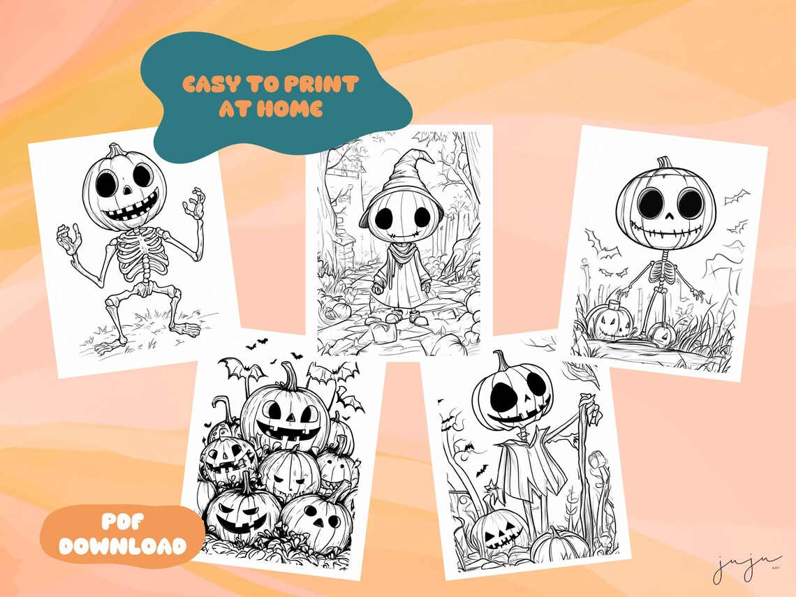 Spooky Cute Halloween Coloring Pages, 50 Bold and Easy Designs for Kids ...