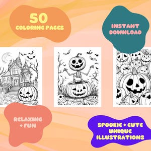Spooky Cute Halloween Coloring Pages, 50 Bold and Easy Designs for Kids ...
