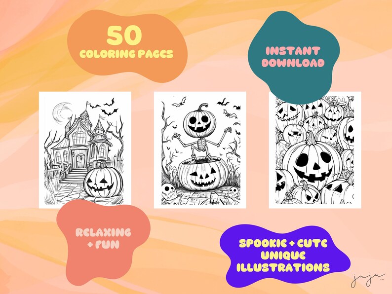 Spooky Cute Halloween Coloring Pages, 50 Bold and Easy Designs for Kids ...