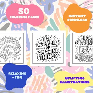 Positive Affirmations Coloring Pages, 50 Cozy and Inspirational ...