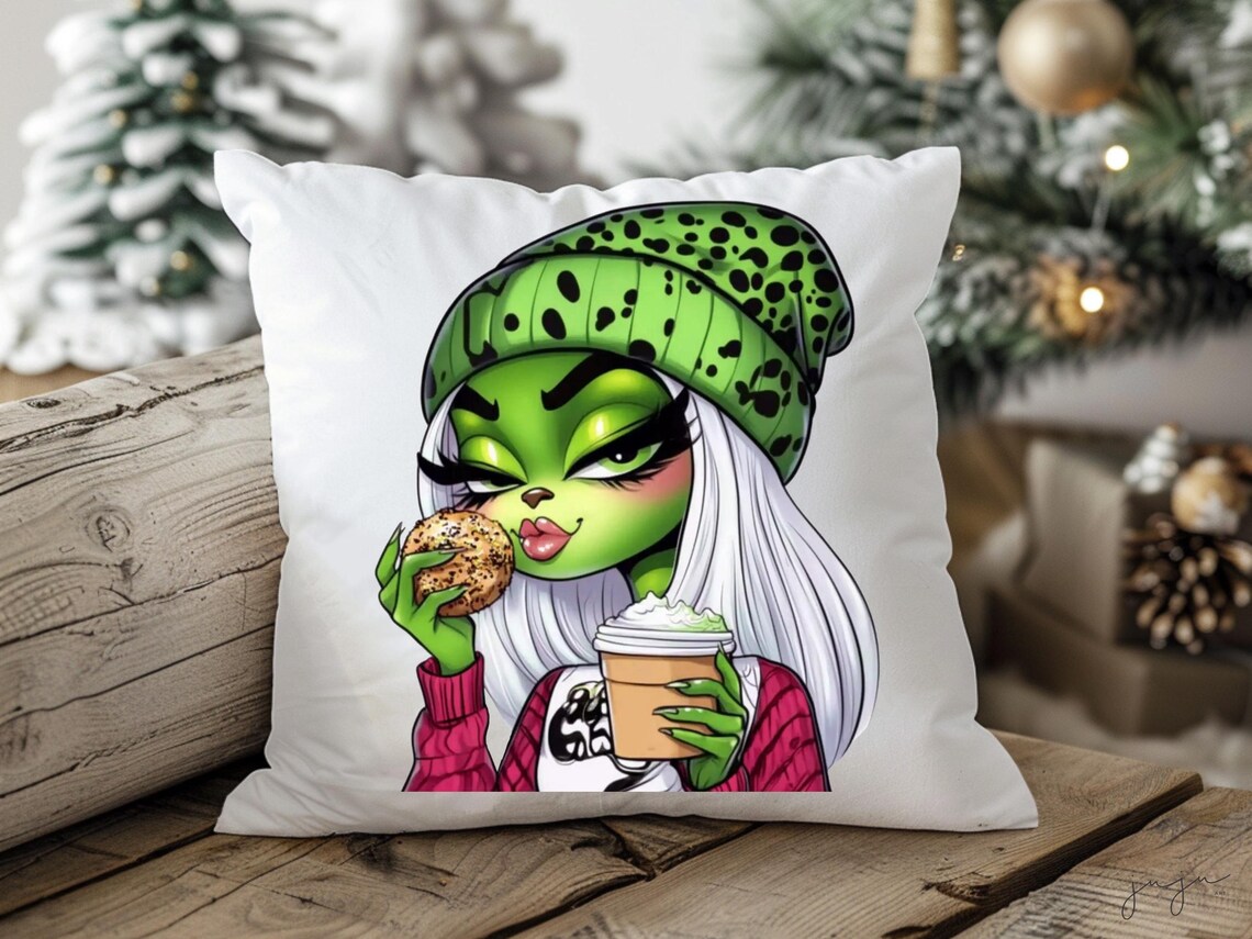 Christmas Girl Cute Boujee Bundle PNG, Green Girl Christmas Png, Coffee ...