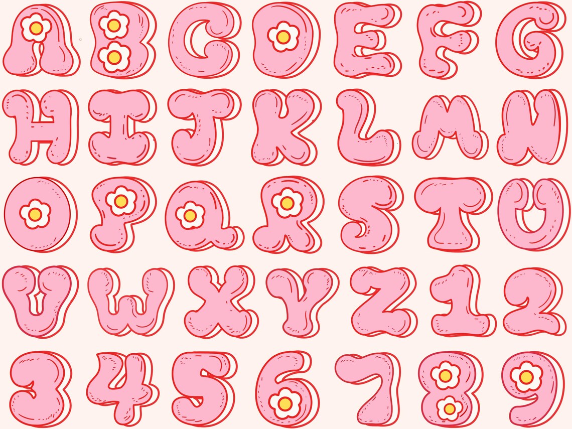 Alphabet Png, Retro Alphabet, Pink Letters, Valentines Font, Retro Font ...