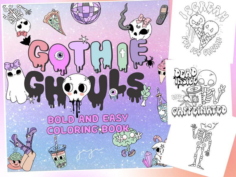 Spooky Cute Halloween Coloring Pages, 40 Fun Retro Gothic Designs ...