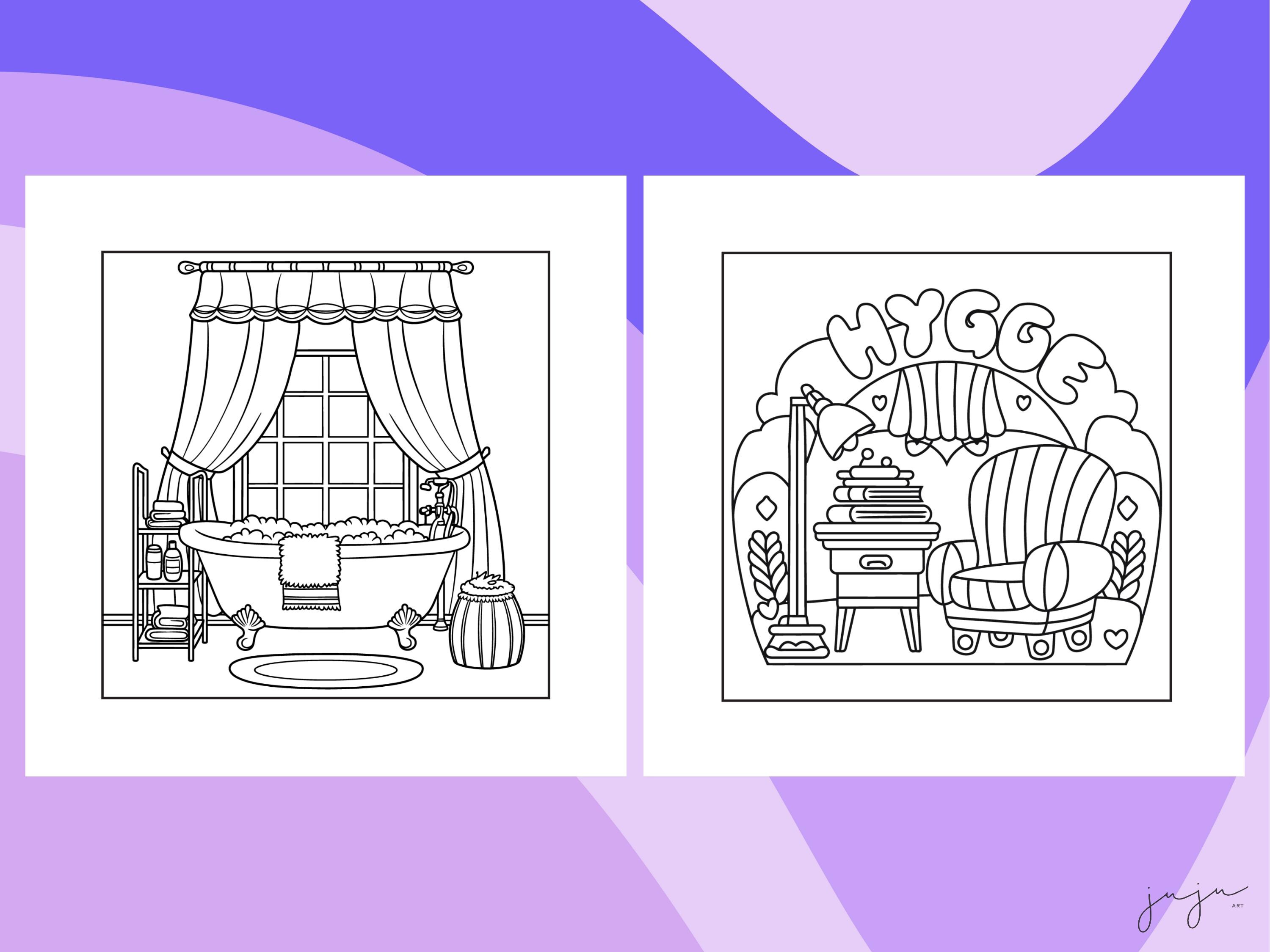 Cozy Hygge Coloring Pages, 52 Super Cute Designs of Cozy Hygge Spaces ...