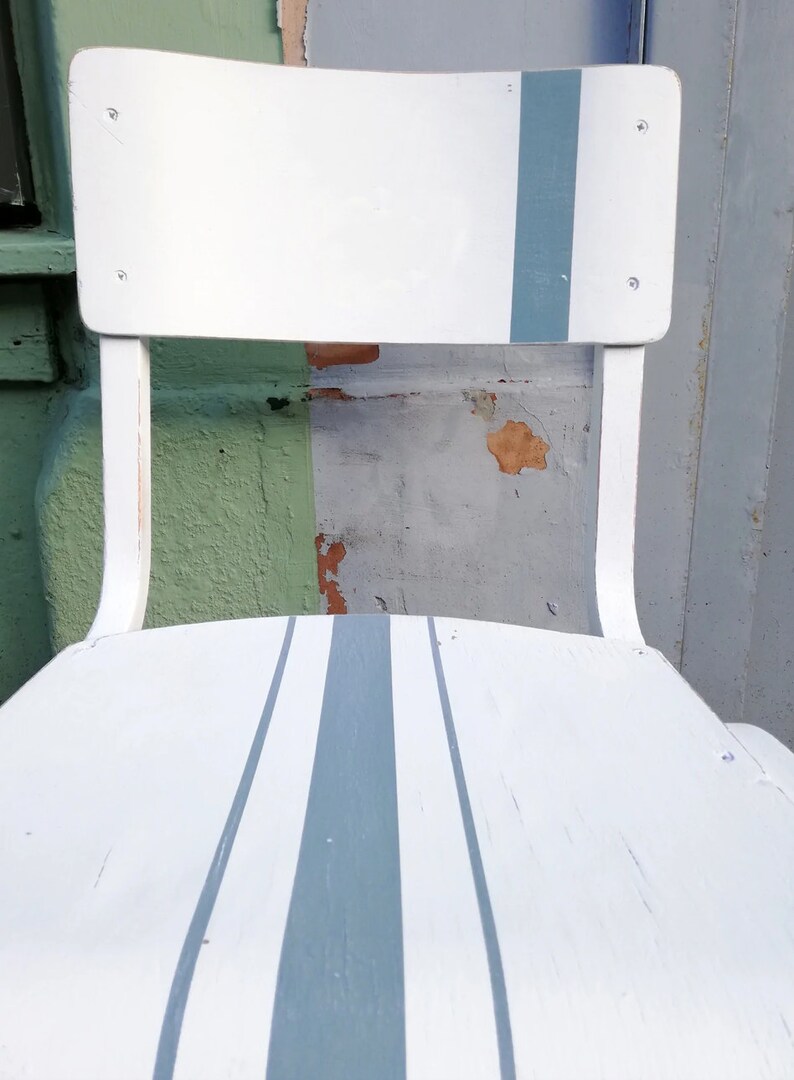 Vintage Painted Children's School Chair With Grainsack Stripe - Please ...