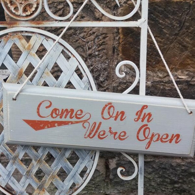 Vintage Style Wooden Rustic Hand Made Shop Door Sign Open / - Etsy