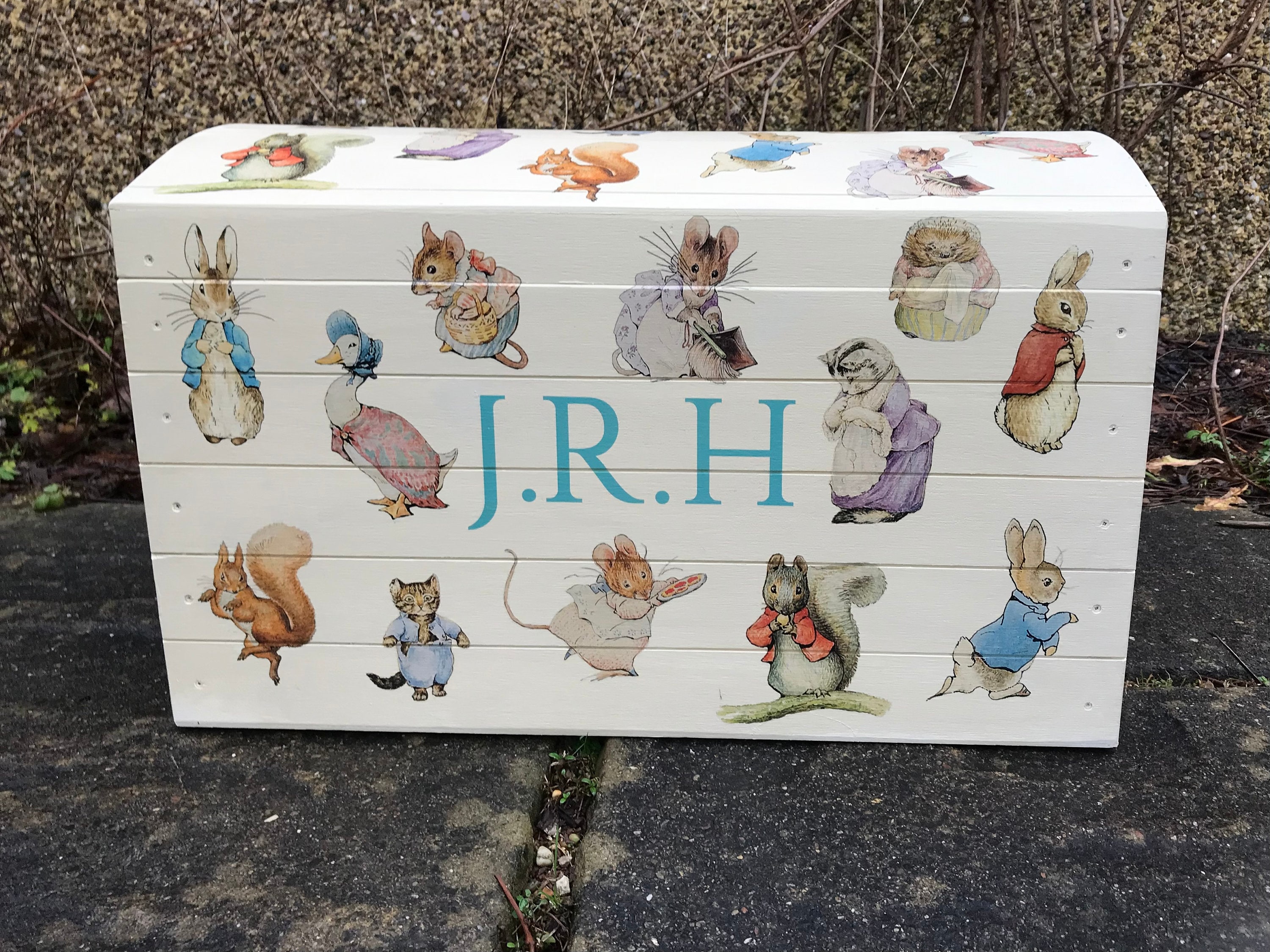 Children s Personalised Wooden Storage Chest Trunk With Peter Rabbit Beatrix Potter Theme Etsy UK