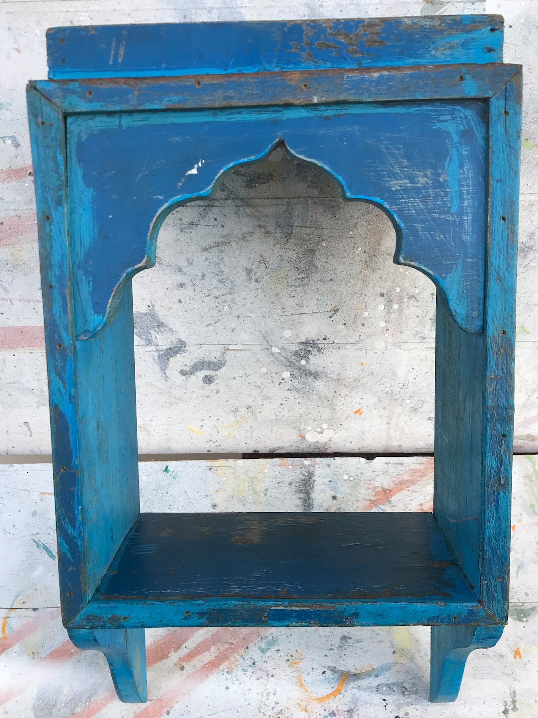 Stunning Antique Indian Wall Shelves With Original Paintwork and Lovely ...