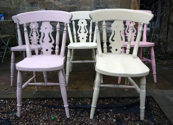 Antique Finish Distressed Mismatched Vintage Dining Chairs in Annie Sloan Chalk Paint PAINTED TO ORDER Etsy UK