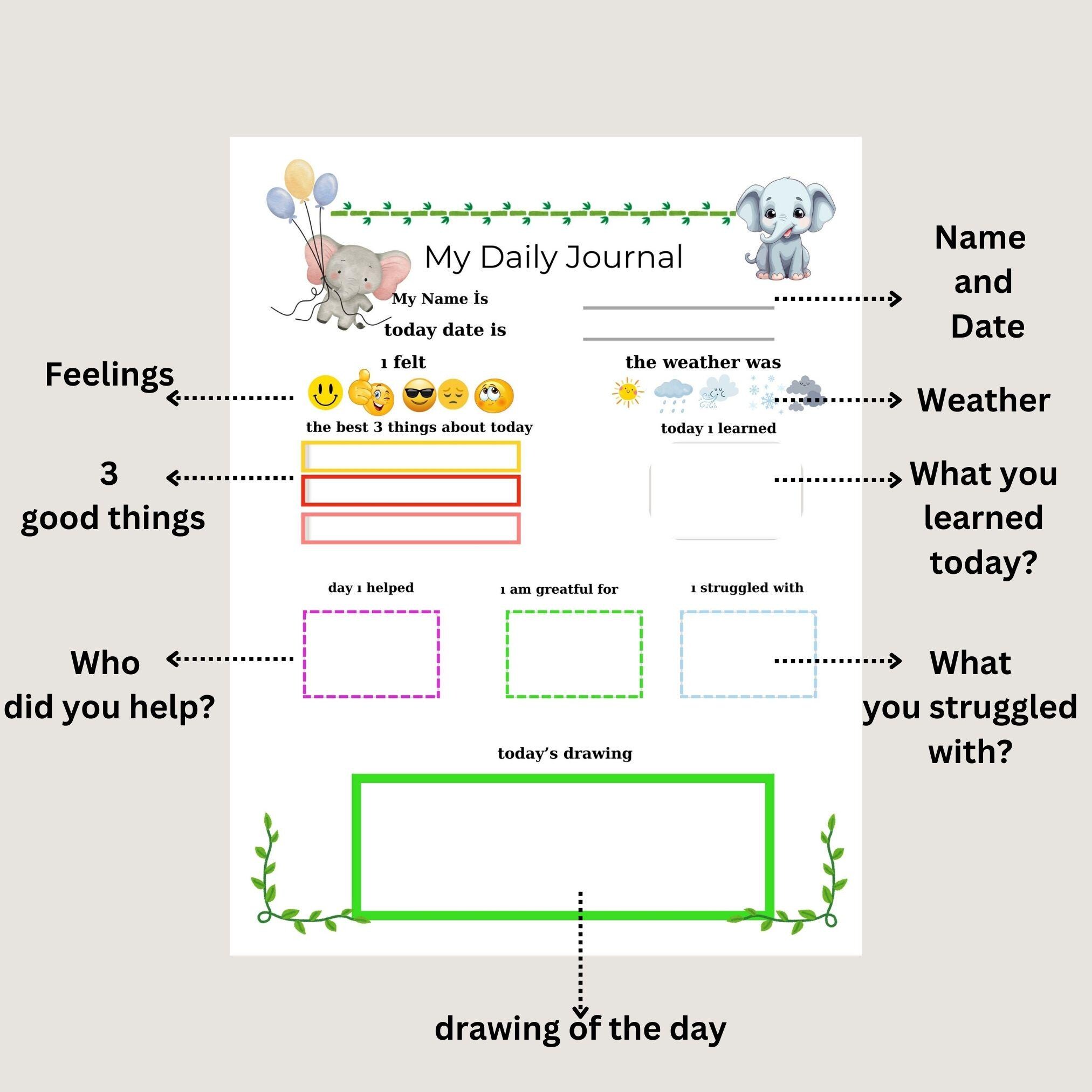 Kids Daily Journal, Journal for Kids, Childrens Diary, Creative Writing ...