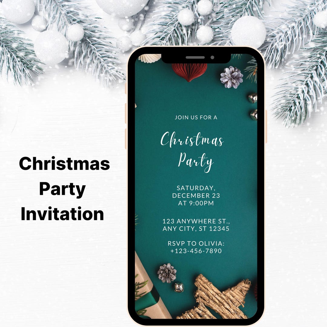 Editable Digital Christmas Invitation, Holiday Party Invite, Printable ...