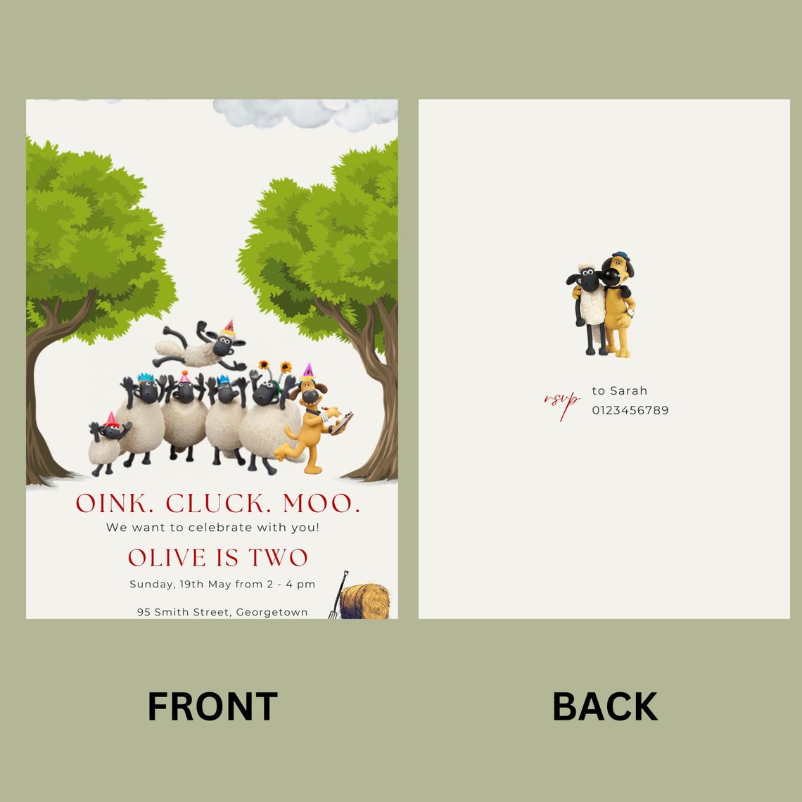 Shaun the Sheep Digital Invite | Custom Shaun the Sheep Evite | Julia ...
