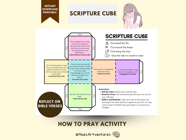 Scripture Prayer Cube Activity for Kids Printable Lesson Learning How ...