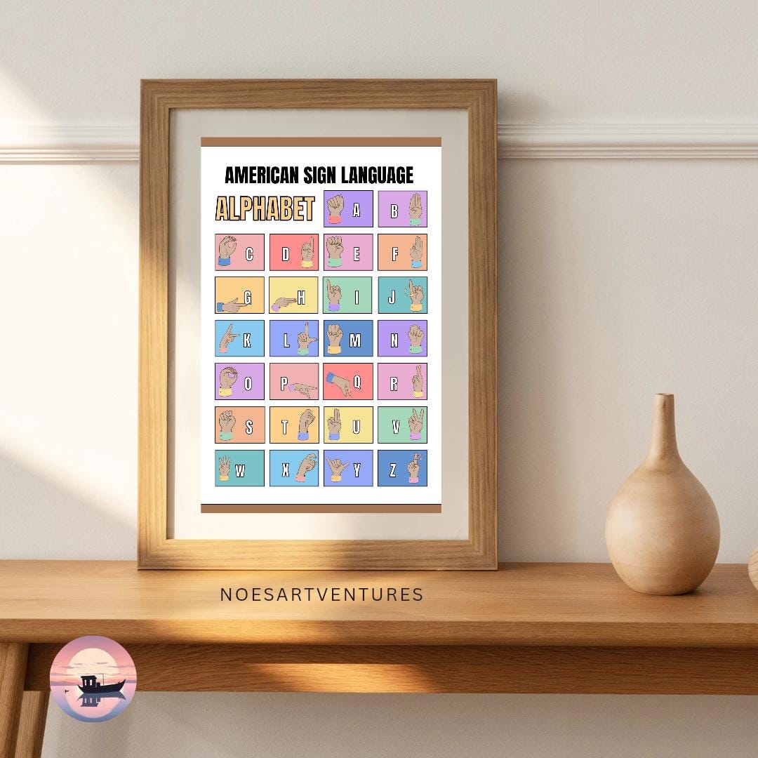 ASL Alphabet Poster: Learn Sign Language With Colorful Hand Signs ...