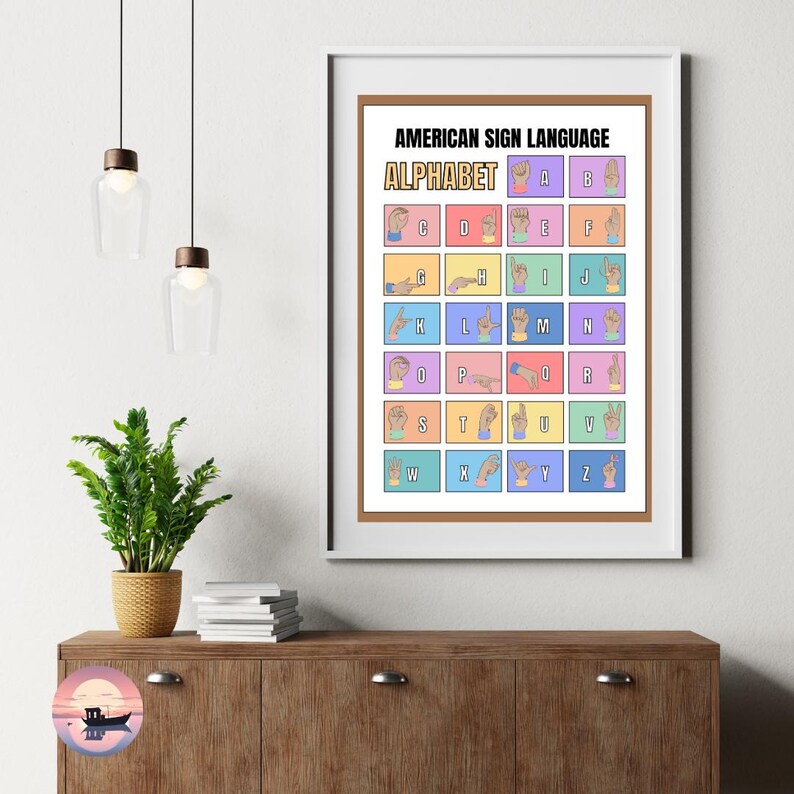 ASL Alphabet Poster: Learn Sign Language With Colorful Hand Signs ...