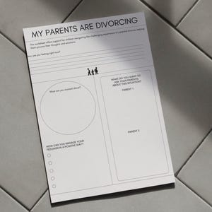 Parent Divorce Worksheet for Kids Support Bundle Teens Emotional Coping ...