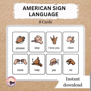 American Sign Language Flashcards in a White Simple Style, Montessori ...
