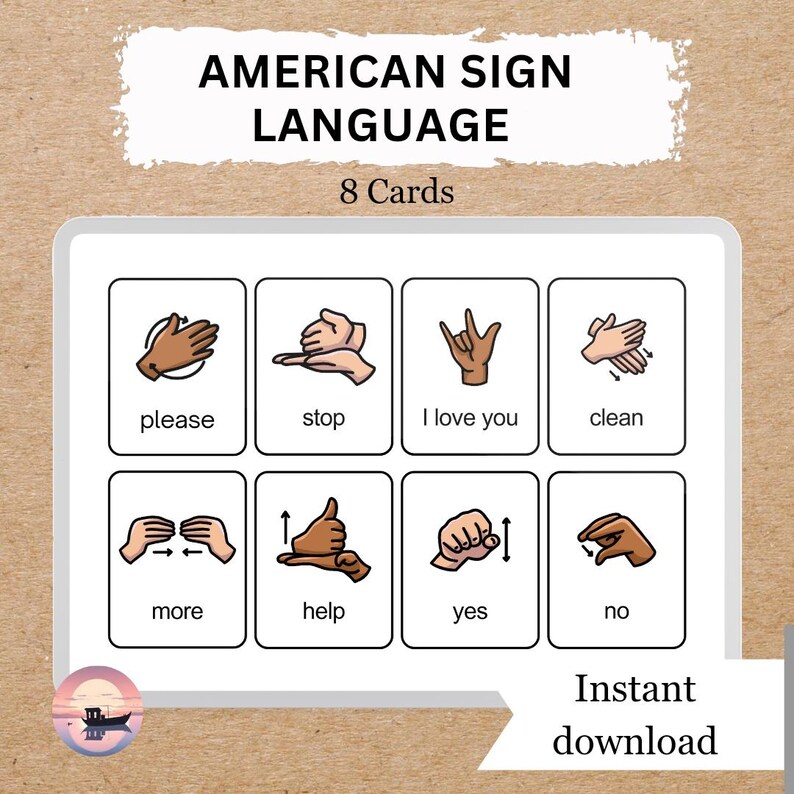 American Sign Language Flashcards in a White Simple Style, Montessori ...
