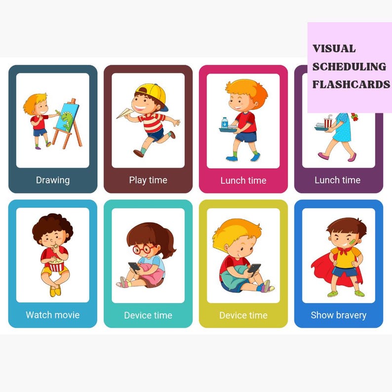 Visual Scheduling Flashcards for Kids and Teens | Colorful Cards ...