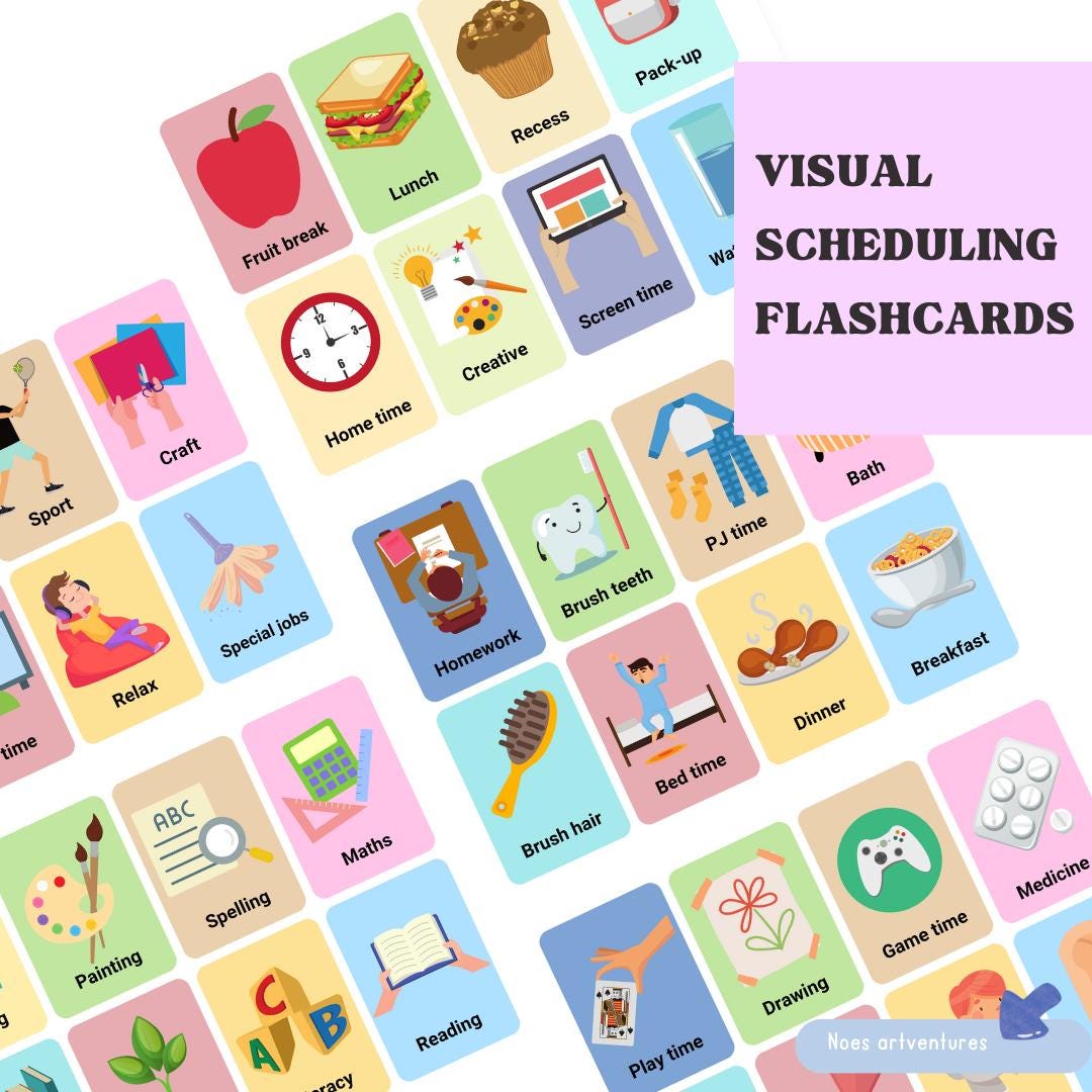 Visual Scheduling Flashcards for Kids | 40 Digital Cards | Autism, ADHD ...