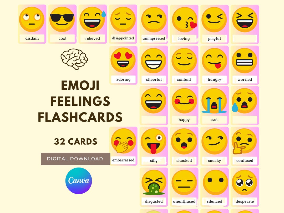 Emotional Regulation Flashcards 32 Emoji Feelings Cards Social ...