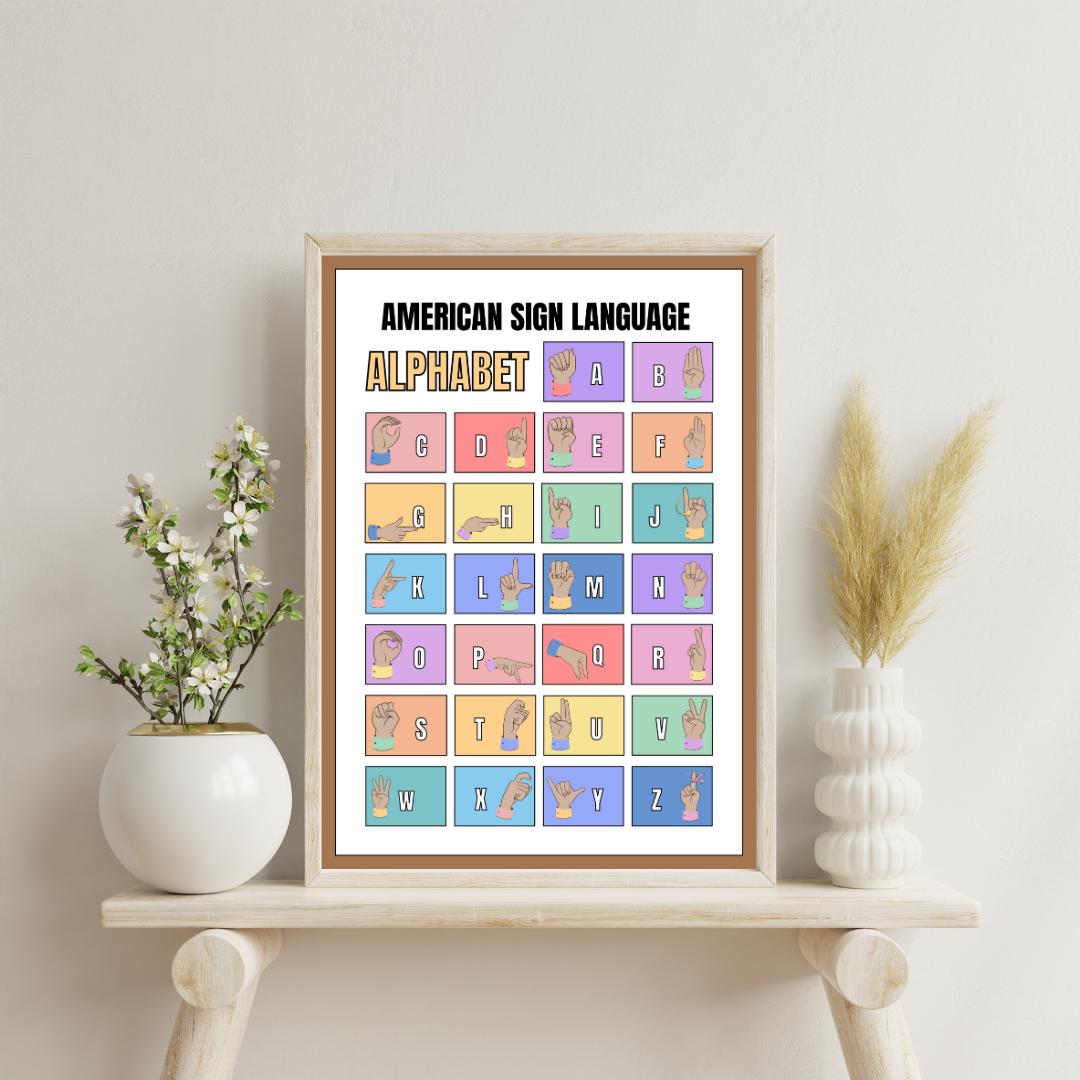 ASL Alphabet Poster: Learn Sign Language With Colorful Hand Signs ...