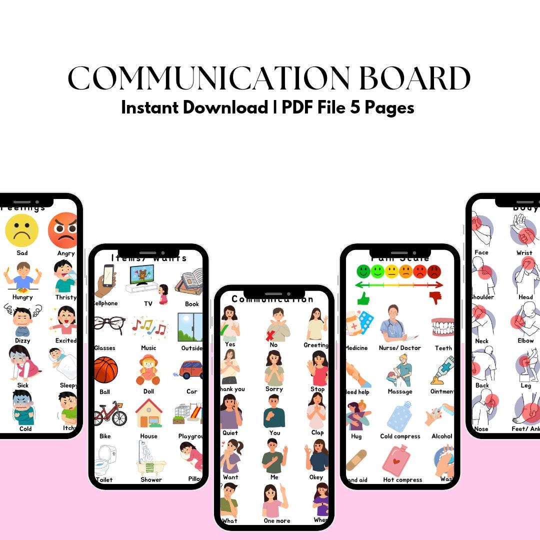 Non-verbal Communication Board for Children Printable PDF ASD ADHD - Etsy