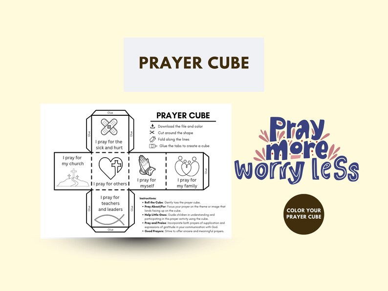 Prayer Cube Activity for Kids Printable Lesson for Learning How to Pray ...