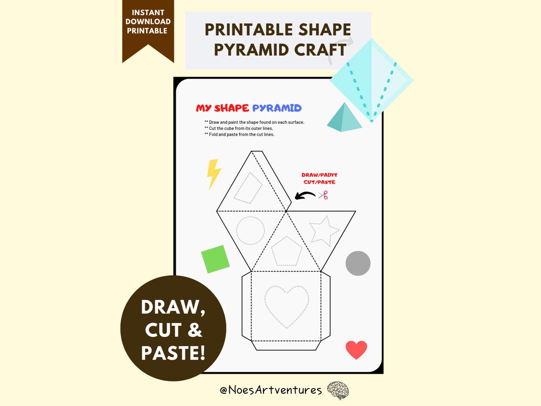 Printable Shape 3D Pyramid Craft Math Geometry Activity for Teachers ...