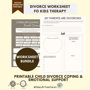 Parent Divorce Worksheet for Kids Support Bundle Teens Emotional Coping ...