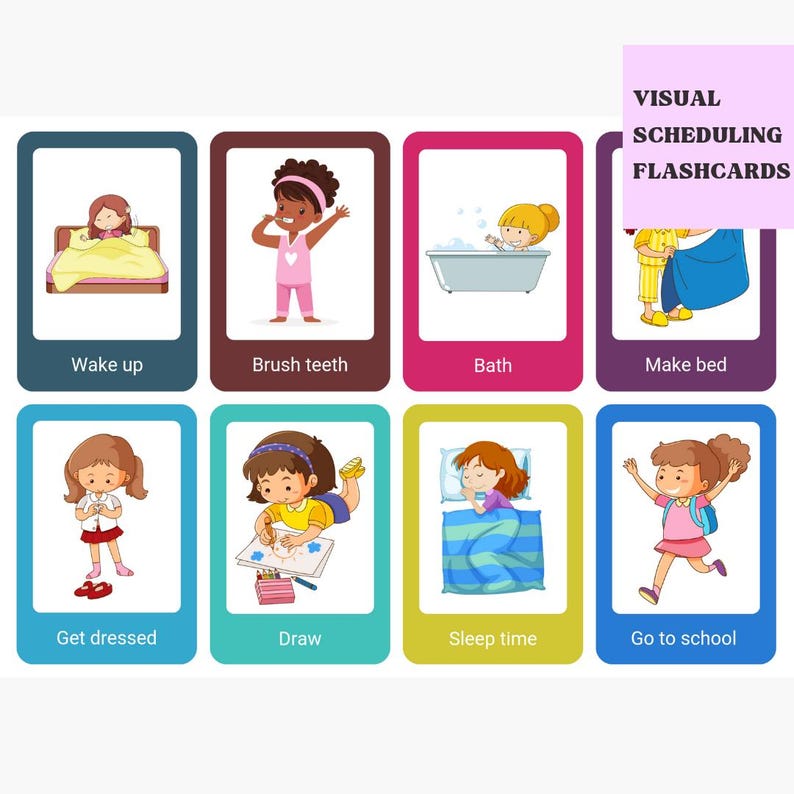 Visual Scheduling Flashcards for Kids and Teens | Colorful Cards ...