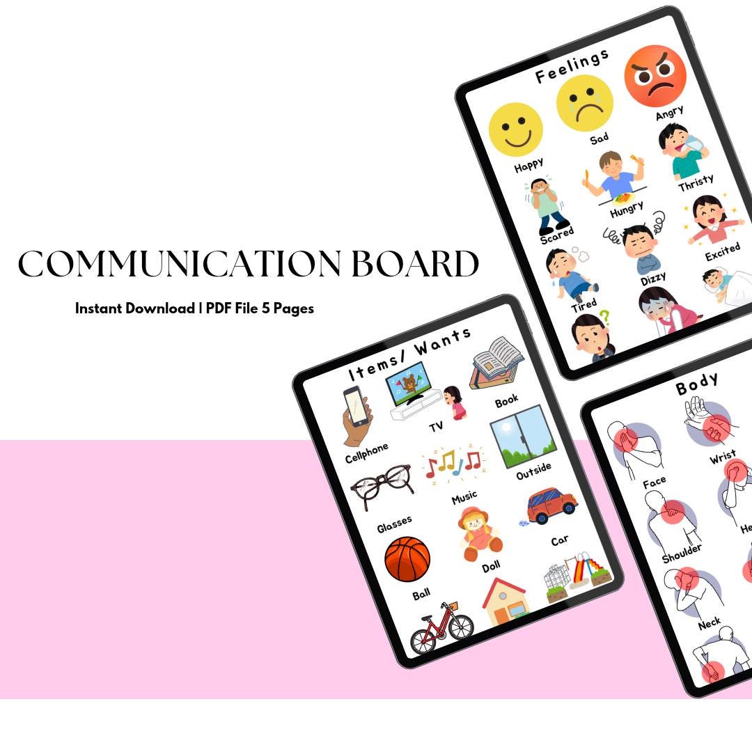 Non-verbal Communication Board for Children Printable PDF ASD ADHD - Etsy