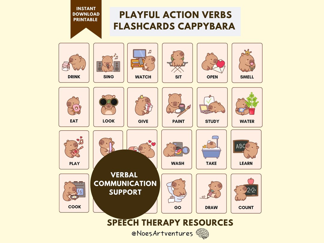 Capt Bara Playful Action Verbs Flashcards Learn Play Non Verbal ...
